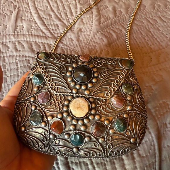 Bags | Vintage Sajai Metal And Stone Purse | Poshmark
